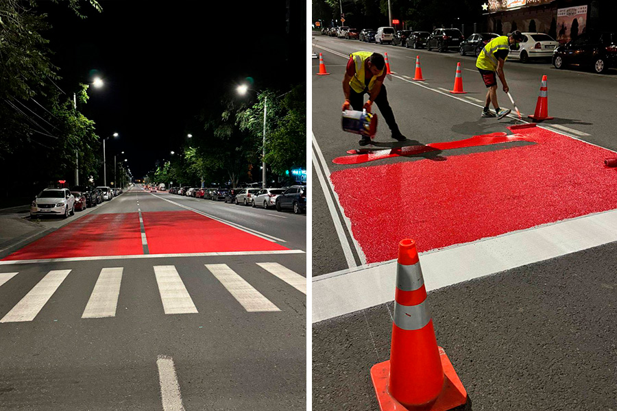 (FOTO) Chișinăul implementează un nou tip de marcaj rutier – „covorul ...